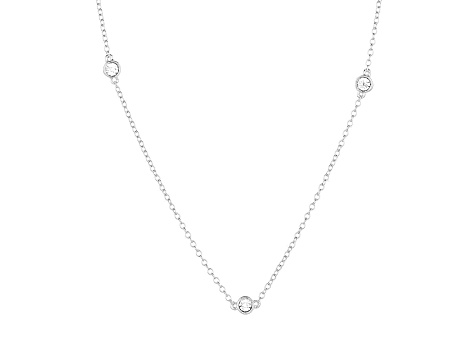 Diamond Accent Rhodium Over Sterling Silver Dot-To-Dot Chain Necklace ...