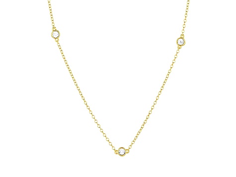 Diamond Accent 14K Yellow Gold Over Sterling Silver Dot-To-Dot Chain ...