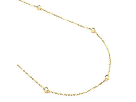 Diamond Accent 14K Yellow Gold Over Sterling Silver Dot-To-Dot Chain ...