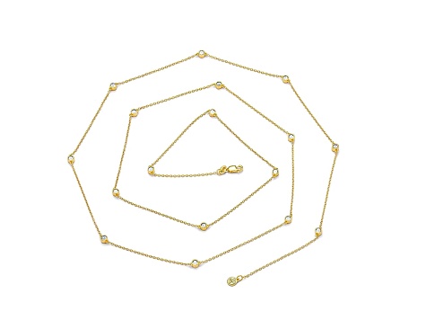 Diamond Accent 14K Yellow Gold Over Sterling Silver Dot-To-Dot Chain ...