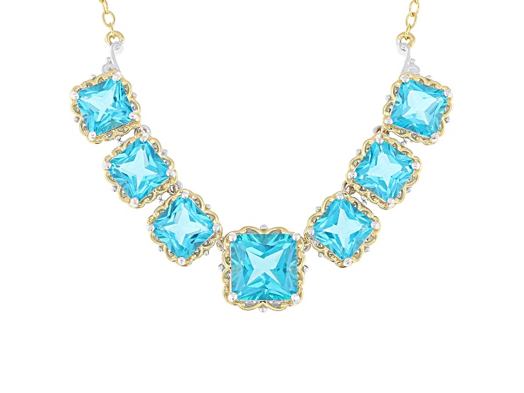 Blue Paraiba Color Topaz Rhodium & 24k Yellow Gold Over Palladium ...