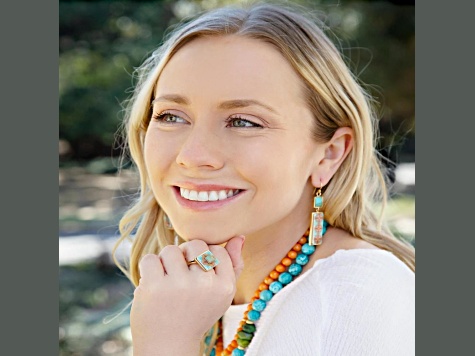 Barse Jewelry Blue Turquoise Talavera Tile Inspired Gold Tone Ring ...