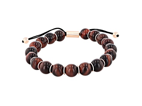 Ion-Plated Rost Stainless Steel and Red Tiger Eye Bead Bolo Bracelet ...