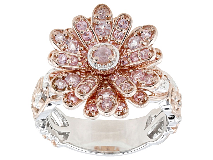 Pink Spinel Rhodium & 18K Rose Gold Over Palladium Sterling Silver Ring ...