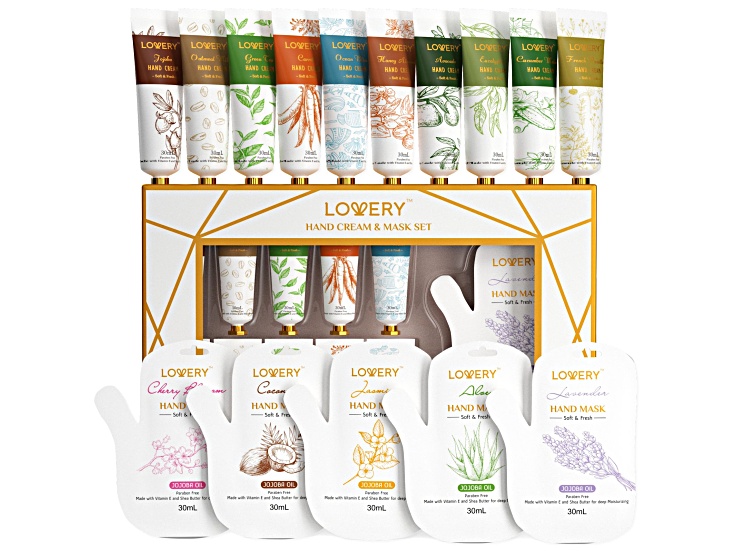Lovery Hand Cream & Hand Mask Gift Set - 10 Hand Lotions and 5 Hand ...