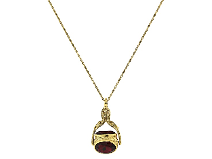 1928 Jewelry Gold Tone Base Metal Crystal 3 Sided Spinner Necklace 30 ...