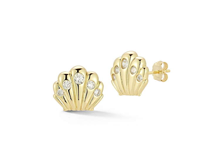 Rachel Zoe 14K Yellow Gold Over Sterling Silver Cubic Zirconia Shell ...