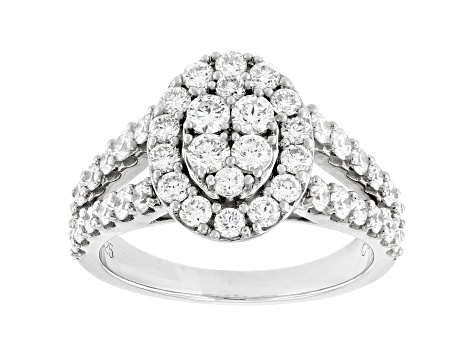 White Lab-Grown Diamond F-G VS-SI Rhodium Over Sterling Silver Ring 1 ...