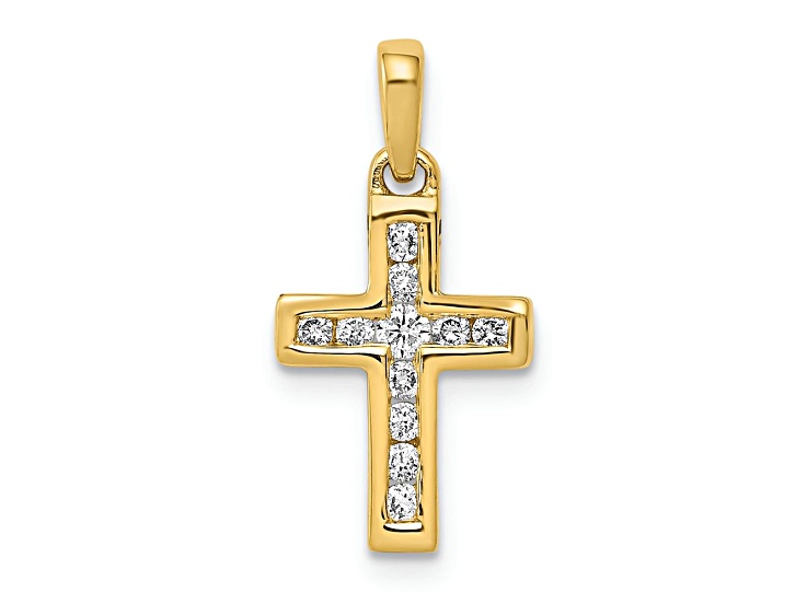 14k Yellow Gold Diamond Latin Cross Pendant - 1V1B9A | JTV