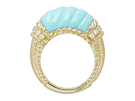 Judith Ripka Carved Blue Turquoise And Cubic Zirconia 14k Gold Clad ...