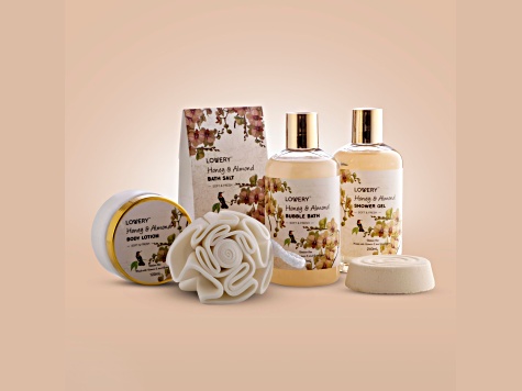 Lovery Home Spa Gift Basket - Honey & Almond Scent - 6pc Luxury Set ...
