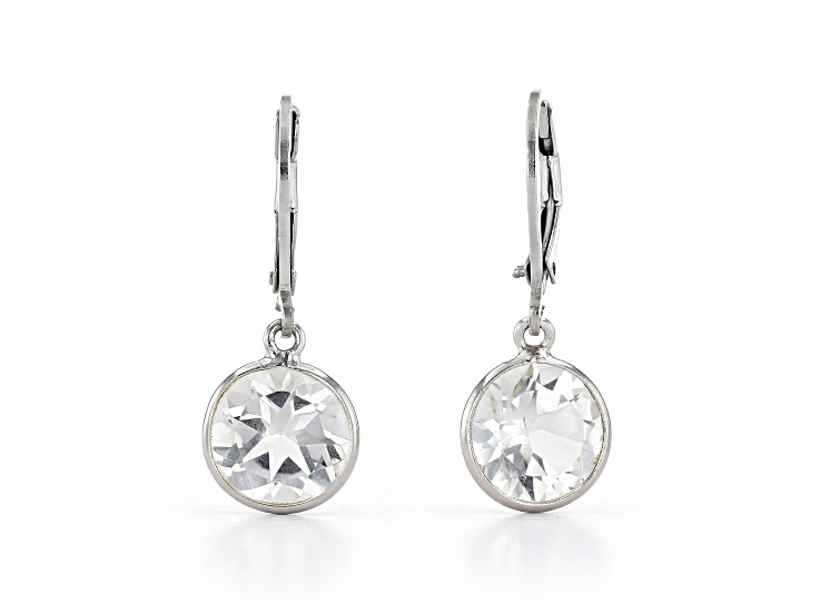 Round White Quartz Rhodium Over Sterling Silver Earrings 5.00ctw ...