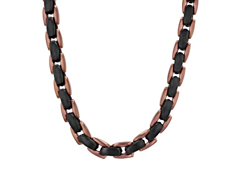Ion-Plated Stainless Steel Black and Brown Chain Necklace - 1ZHEBA | JTV
