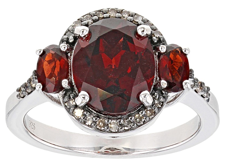 Red Garnet Rhodium Over Silver Ring 3.62ctw - AMD671 | JTV