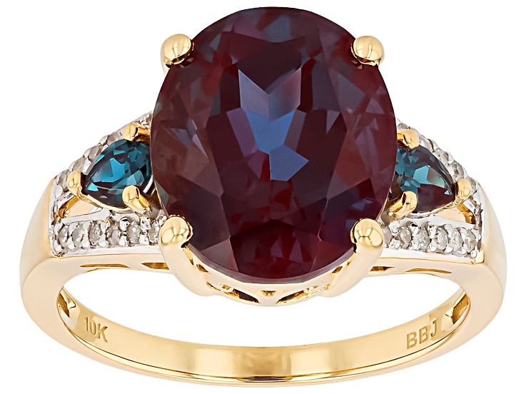 Blue Lab Created Alexandrite 10k Yellow Gold Ring 6.50ctw - AOG029 | JTV