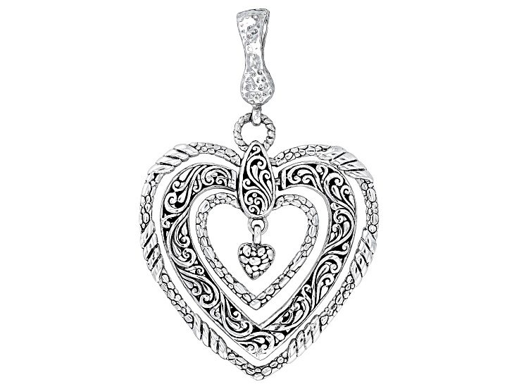 Sterling Silver Graduated Heart Enhancer Pendant - BAL258A | JTV