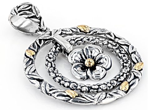 Sterling Silver With 18K Gold Accents Circle Pendant - BAL302 | JTV