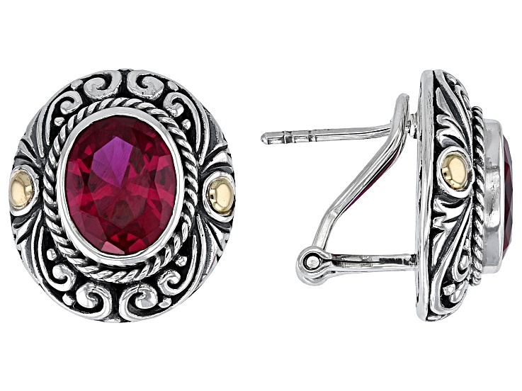 Lab Created Ruby Sterling Silver With 18K Gold Accent Earrings 5.10ctw - BAL377 | JTV