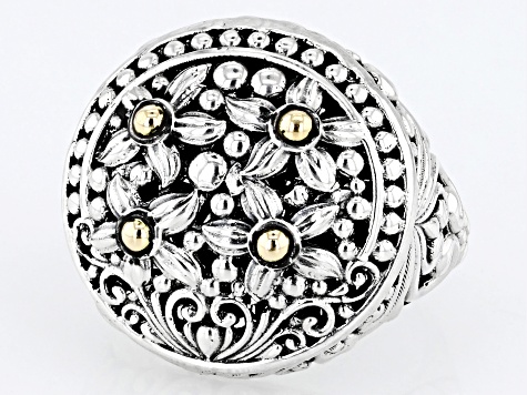 Sterling Silver & 18K Gold Floral Medallion Ring - BAL440 | JTV