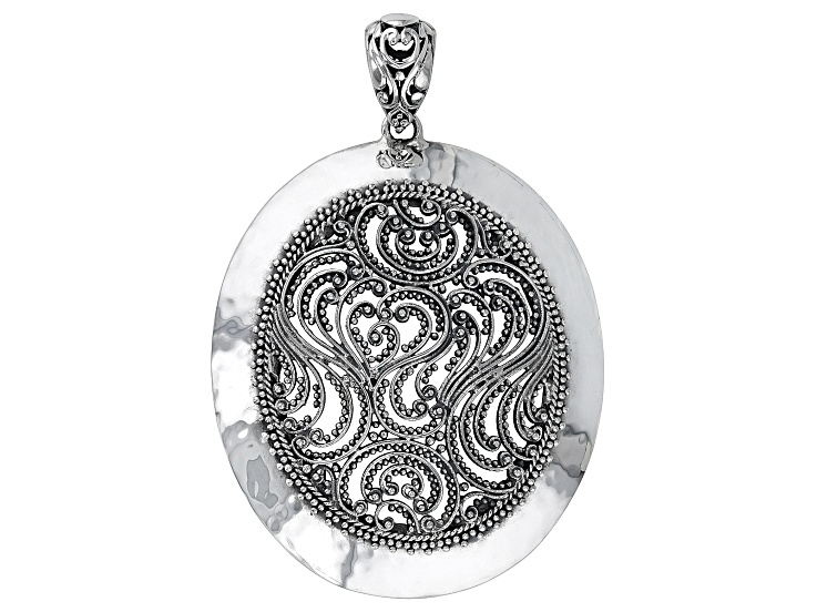 Sterling Silver Hammered & Filigree Medallion Pendant - BAL460 | JTV