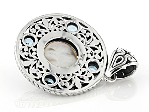 10.5-11.5mm Cultured Mabe Pearl & Swiss Blue Topaz Sterling Silver ...