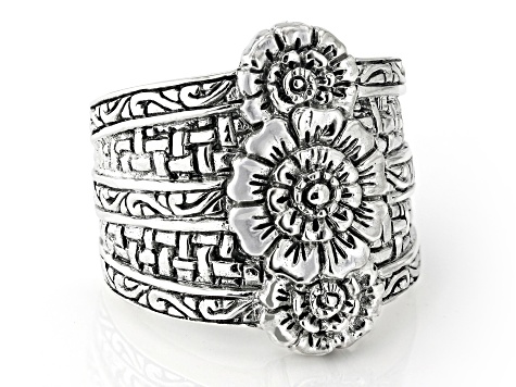 Sterling Silver Floral Statement Ring - BAL498 | JTV