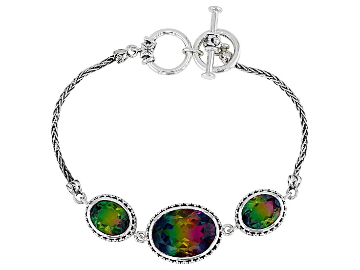 Watermelon Quartz Triplet Sterling Silver Beaded Station Bracelet 12 ...