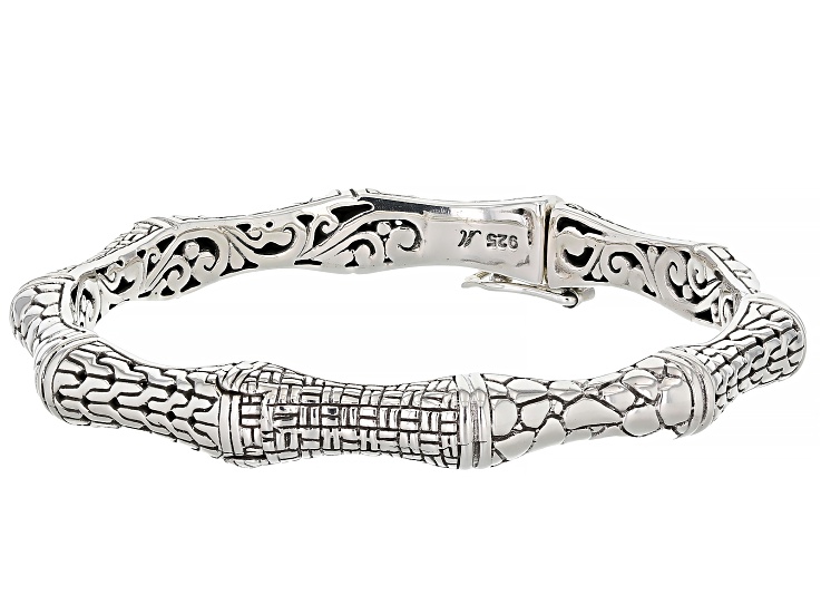 Sterling Silver Textured Detail Bangle Bracelet - BAL609 | JTV