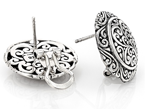 Sterling Silver Scroll Design Disc Stud Earrings - BAL613 | JTV