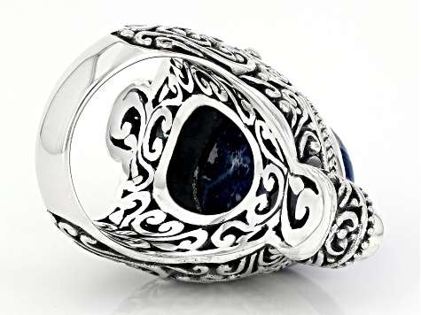 Blue Coral & Swiss Blue Topaz Sterling Silver Ring 0.92ctw - BAL620 | JTV