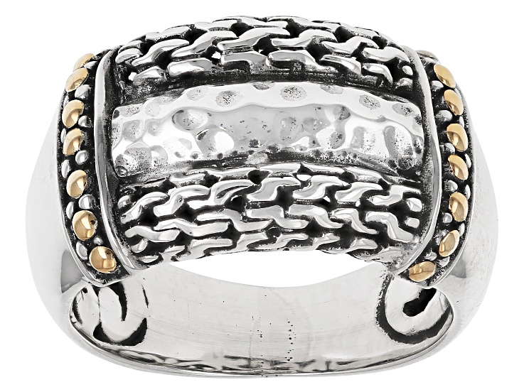 Sterling Silver & 18K Gold Hammered & Patterned Ring - BAL626 | JTV