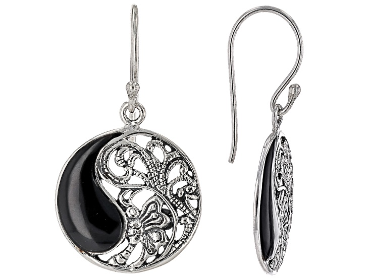 Black Shell Sterling Silver Swirl Earring - BAL660 | JTV