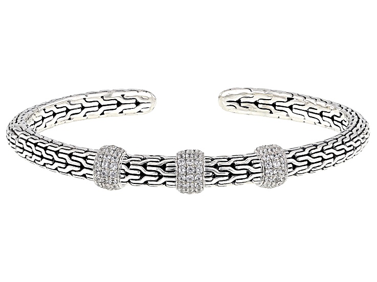 White Zircon Sterling Silver Weave Bracelet 1.45ctw - BAL705 | JTV