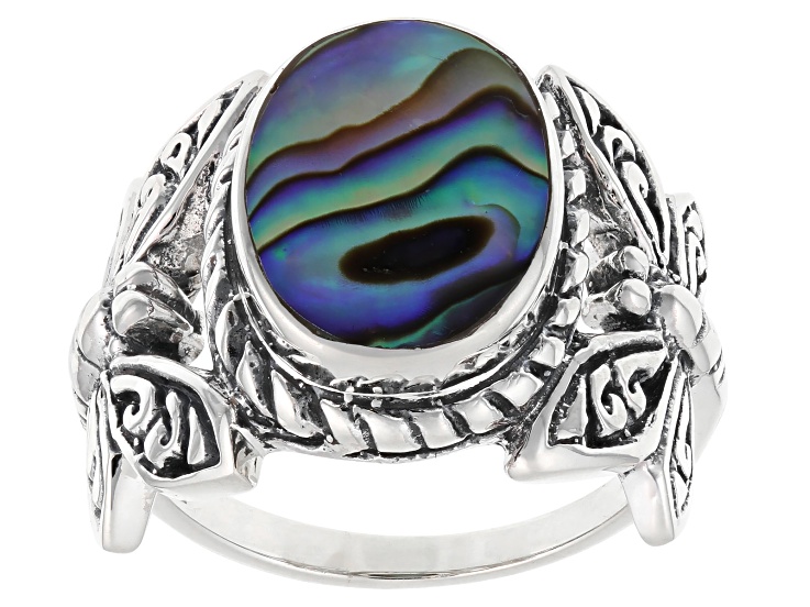 Abalone Shell Sterling Silver Dragonfly Ring 13x10mm - BAL783 | JTV