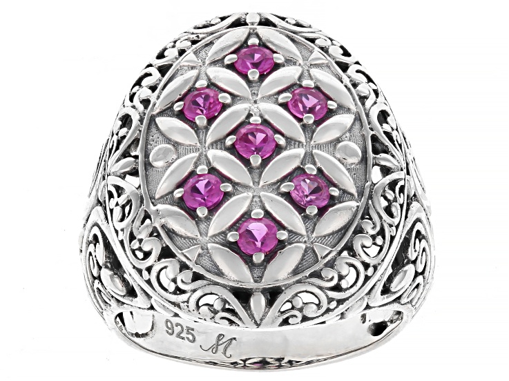 Pink Lab Created Sapphire Sterling Silver Oval Ring, 0.63ctw - BAL797 | JTV