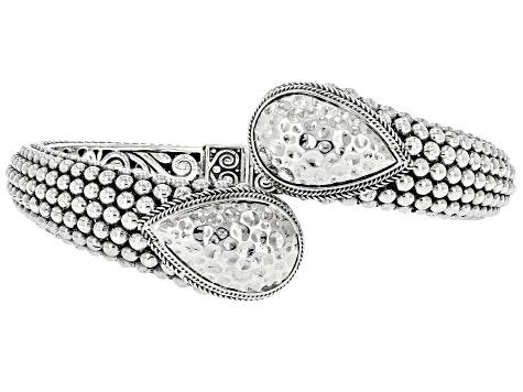 Sterling Silver Beaded Hinged Cuff Bracelet - BAL804 | JTV