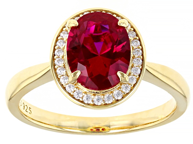 Lab Created Ruby and White Cubic Zirconia 18k Yellow Gold Over Sterling ...