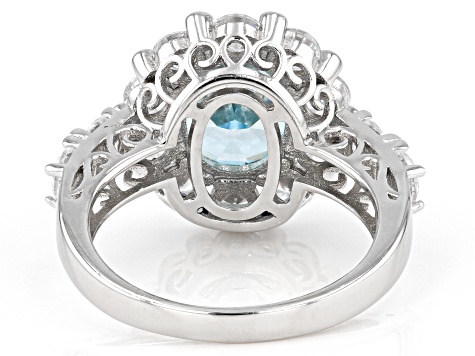 Blue And White Cubic Zirconia Rhodium Over Sterling Silver Fire Cut ...
