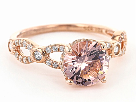 Pink Morganite Simulant And White Cubic Zirconia 18K Rose Gold Over ...