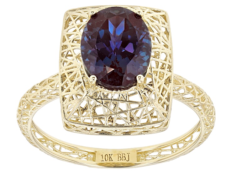 Blue Lab Created Alexandrite 10k Yellow Gold Ring 1.91ctw - BEK059 | JTV