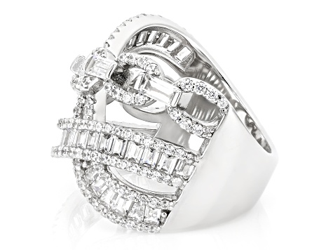 White Cubic Zirconia Rhodium Over Sterling Silver Ring 3.37ctw - BFJ103 ...