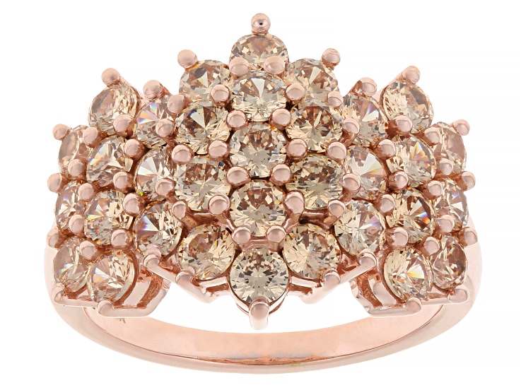 Champagne Cubic Zirconia 18k Rose Gold Over Brass Ring 5.10ctw - BFJ340 ...