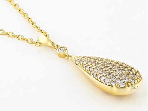 White Cubic Zirconia 18k Yellow Gold Over Sterling Silver Pendant With ...