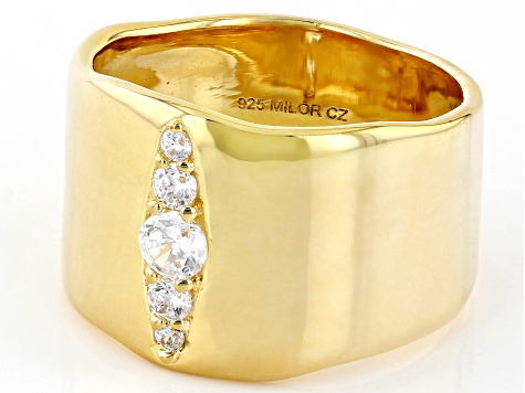White Cubic Zirconia 18k Yellow Gold Over Sterling Silver Ring 0.28ctw - BIT012 | JTV