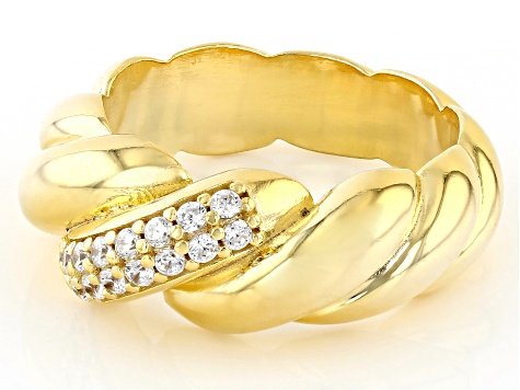 White Cubic Zirconia 18k Yellow Gold Over Sterling Silver San Marco Ring 0.24ctw - BIT017 | JTV