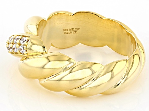 White Cubic Zirconia 18k Yellow Gold Over Sterling Silver San Marco Ring 0.24ctw - BIT017 | JTV
