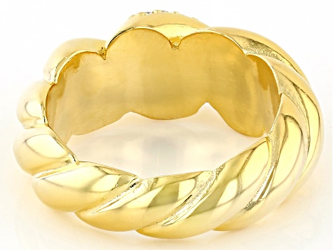 White Cubic Zirconia 18k Yellow Gold Over Sterling Silver San Marco Ring 0.24ctw - BIT017 | JTV