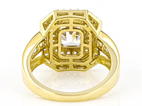 White Diamond Simulant 18k Yellow Gold Over Sterling Silver Ring 3 ...