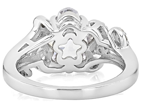 White Cubic Zirconia Rhodium Over Sterling Silver Clover Ring 6.13ctw ...