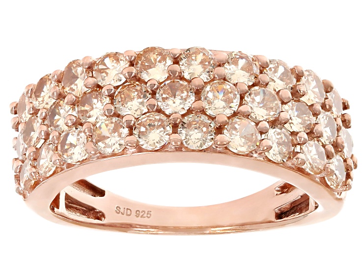 Champagne Cubic Zirconia 18k Rose Gold Over Sterling Silver Ring 3 ...